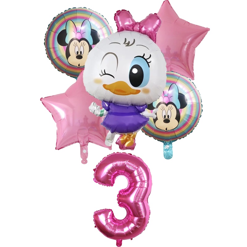 6Pcs Disney Daisy Donald Duck Theme Balloons Mickey Mouse Kids Birthday ...