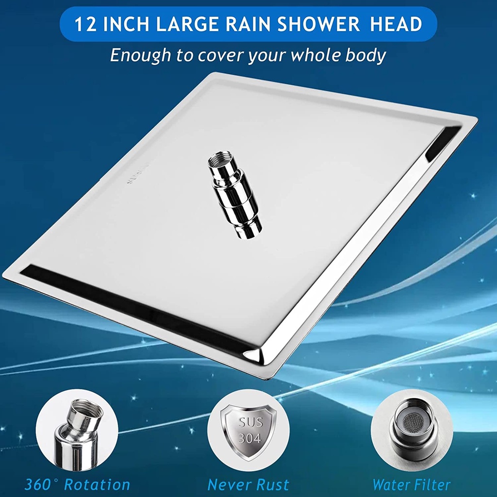 SG STOCKS👉Large 12 Inches Square Rain Showerhead, 100% SUS 304 ...