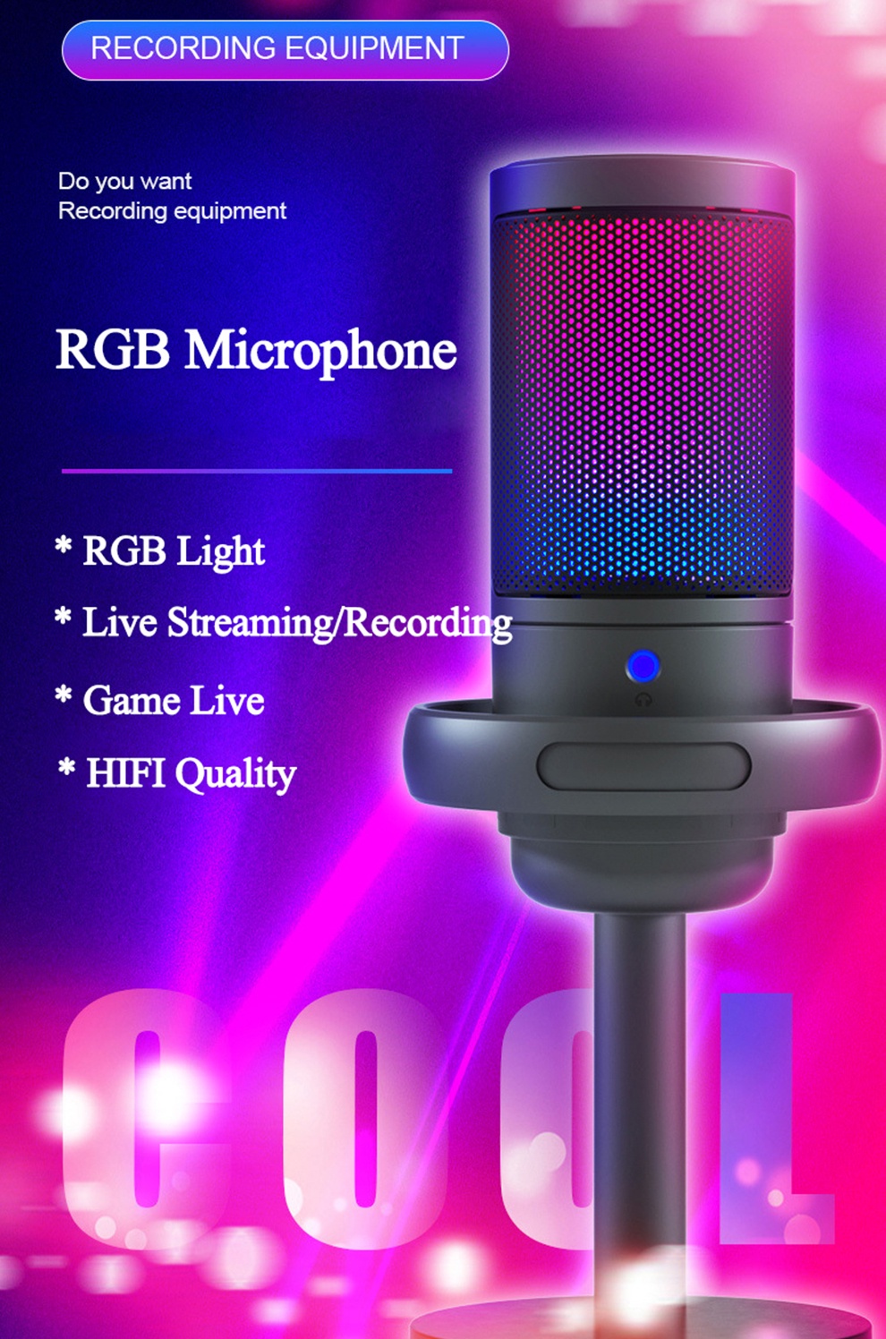 USB Condenser Microphone PC Gamer Microphones for Computer Recording ...