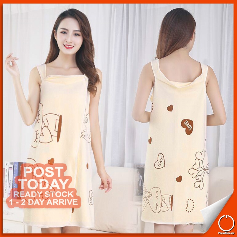 FAST DRYING Microfiber Wearable Bath Towel Super Soft Beach Spa Shower Women Bathrobe Dress ...