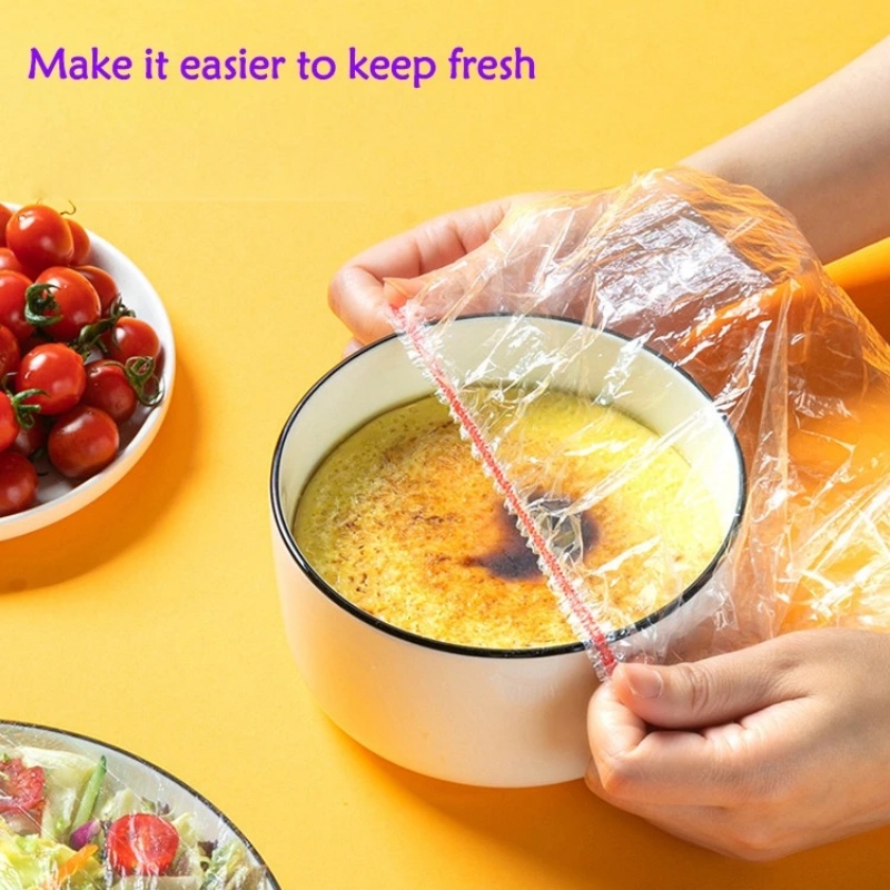 50/100Pcs Colorful Disposable Food Cover Plastic Bag Wrap Food-grade PE ...