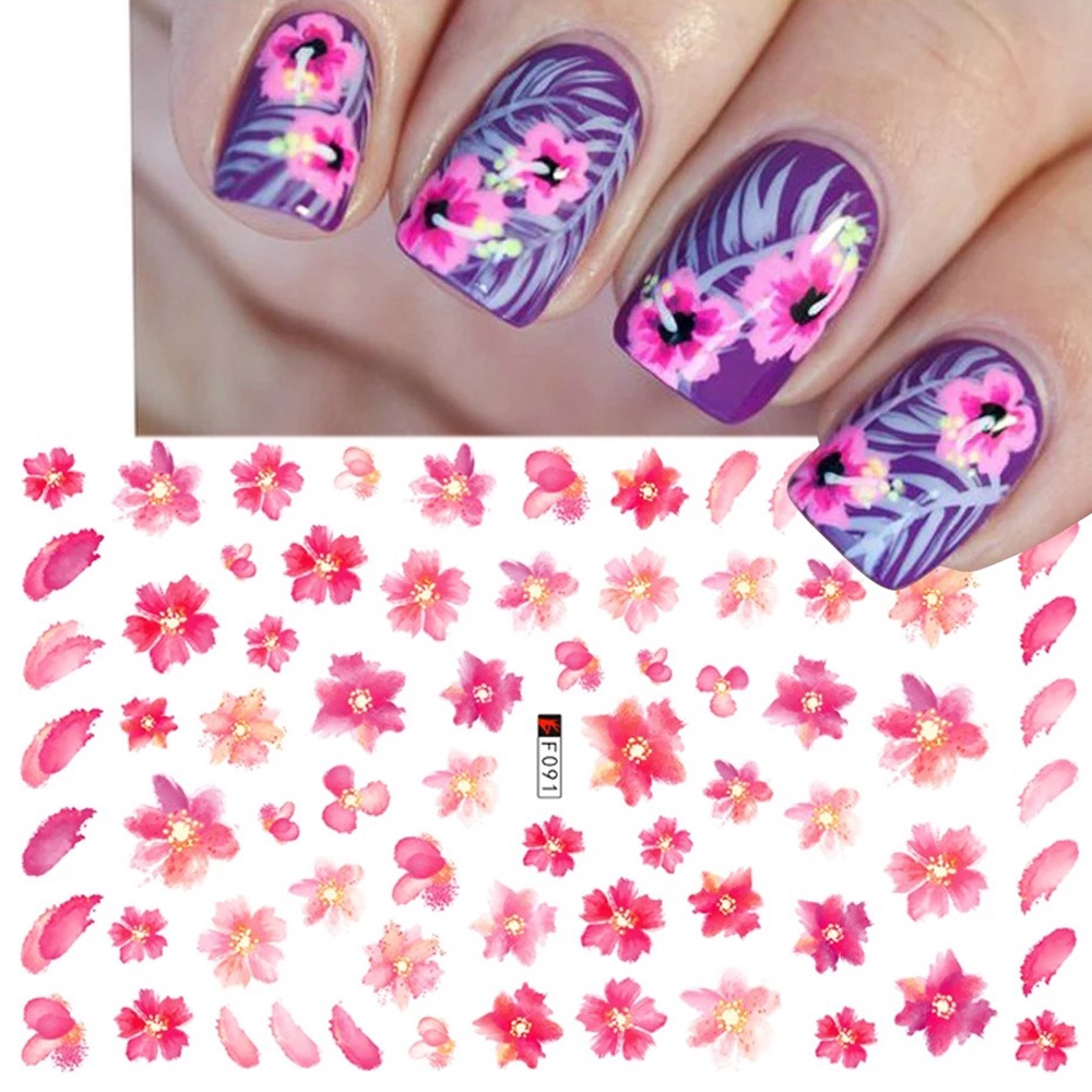 1 Sheets Nail Art Stickers Wholesale Spring Pink Cherry Blossom ...
