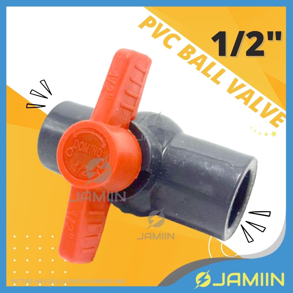 1/2" PVC BALL VALVE Socket End Compact Water Shut-Off Valves T-Handle ...