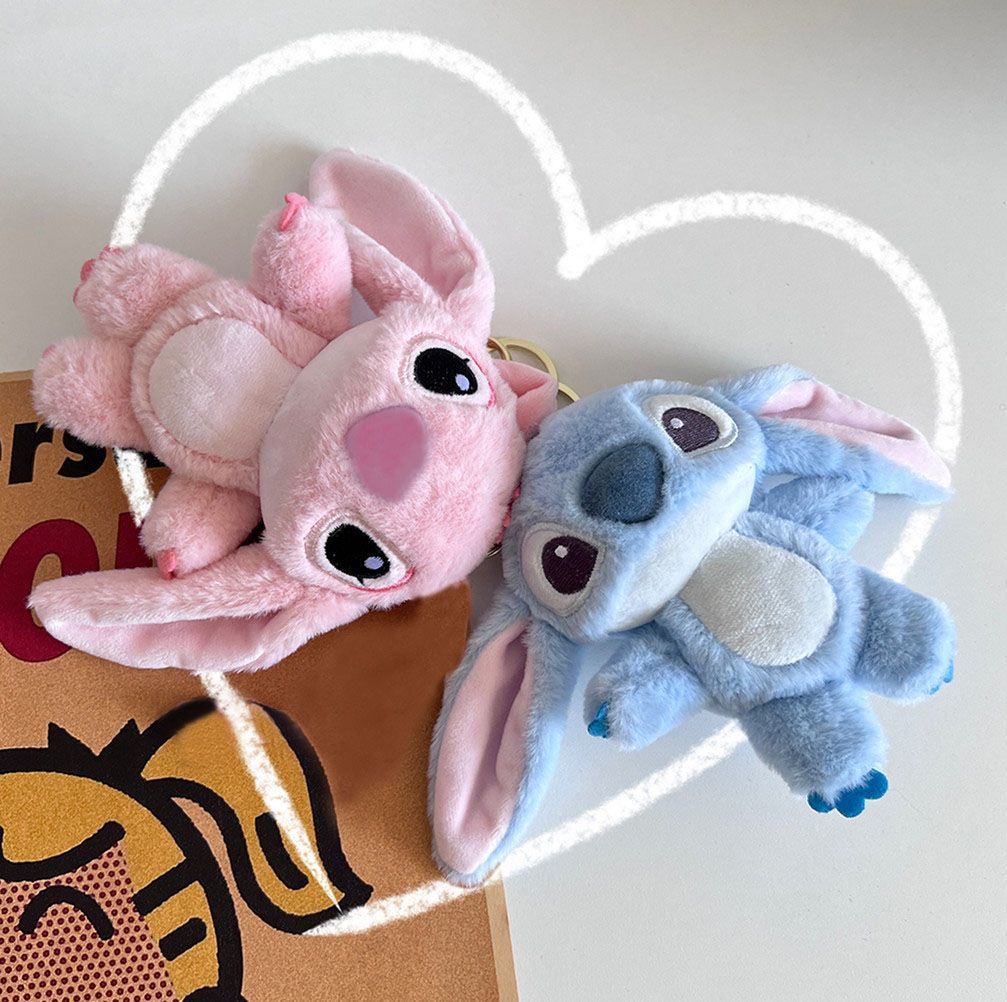 Cute Stitch Plush Keychain, Soft Stuffed Animal Keychain, Cartoon Angel ...