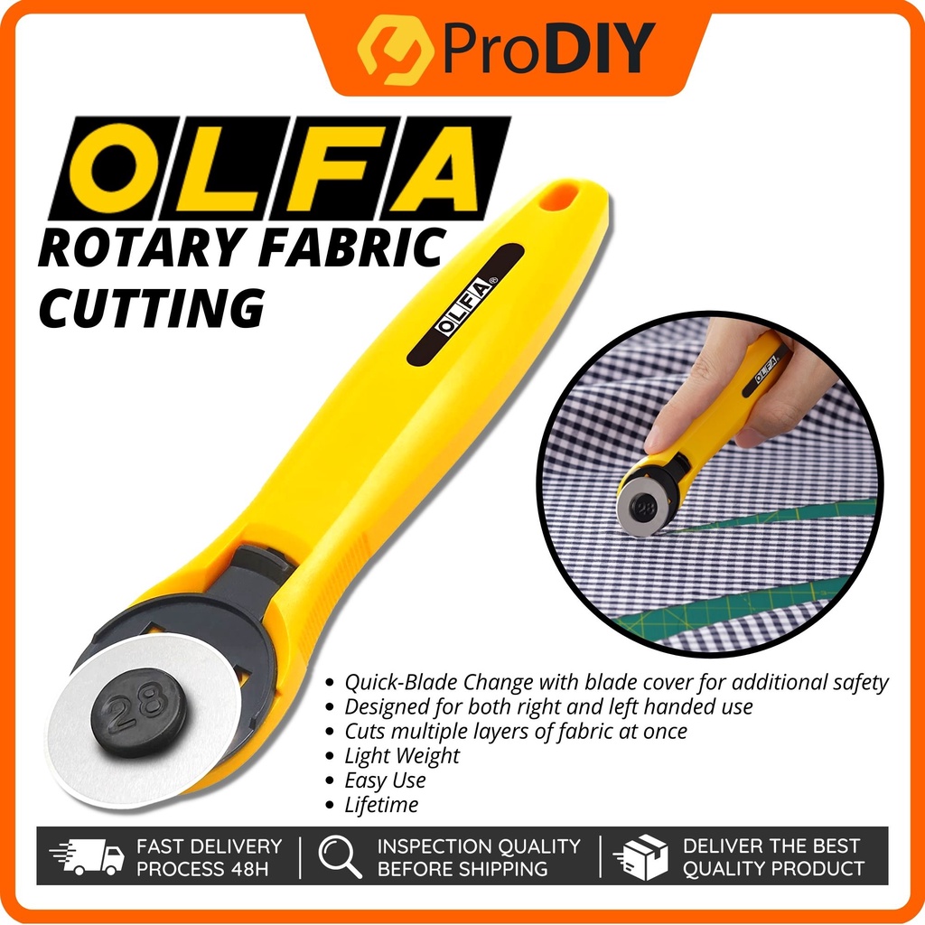 OLFA Rotary Fabric Cutter 28mm ( RTY-1/C ) Sewing Craft Cutter Fabric ...