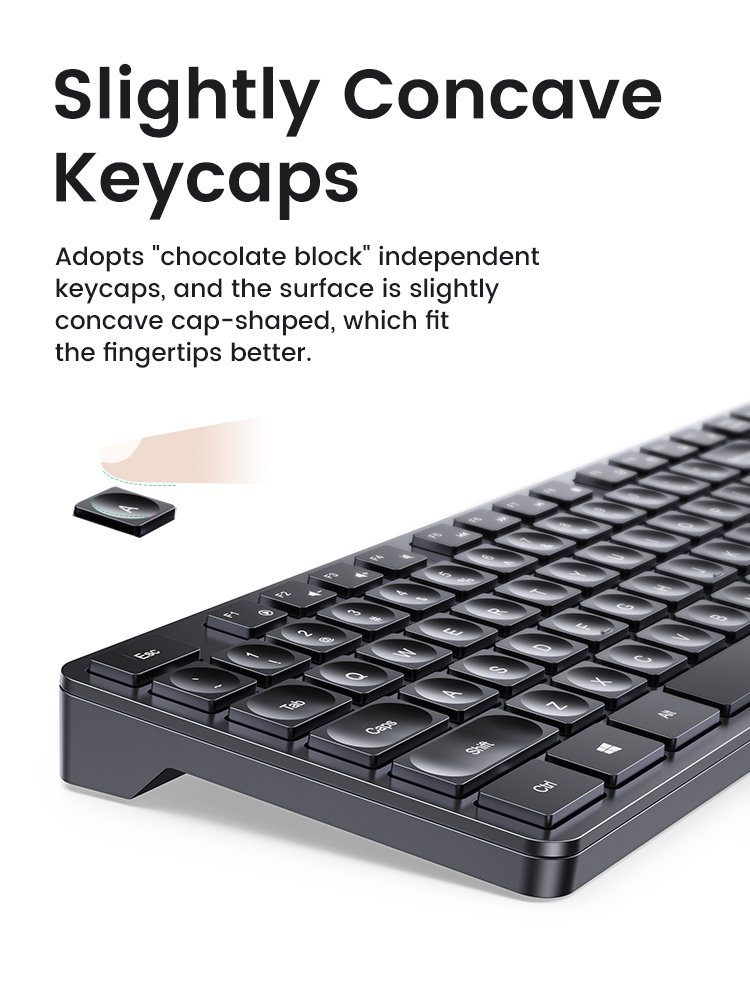 UGREEN 2.4G Wireless Keyboard 104 Keys Concave Keycaps for Laptop PC ...