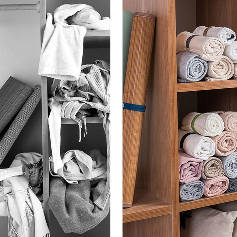 10pcs/set Clothes Storage Elastic Band Straps Pull Roll Belts with ...