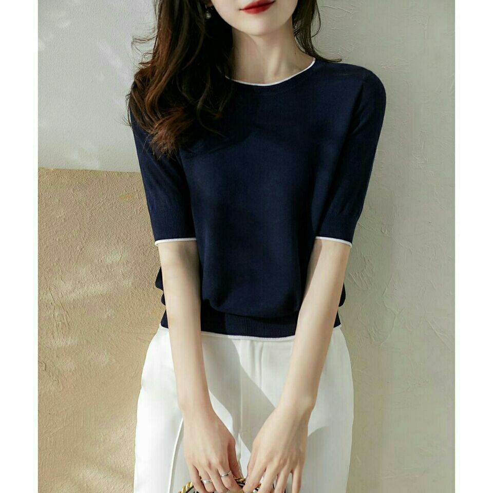 T Shirts Ice Silk Short Sleeve Knit Tee Womens Summer New Loose Thin