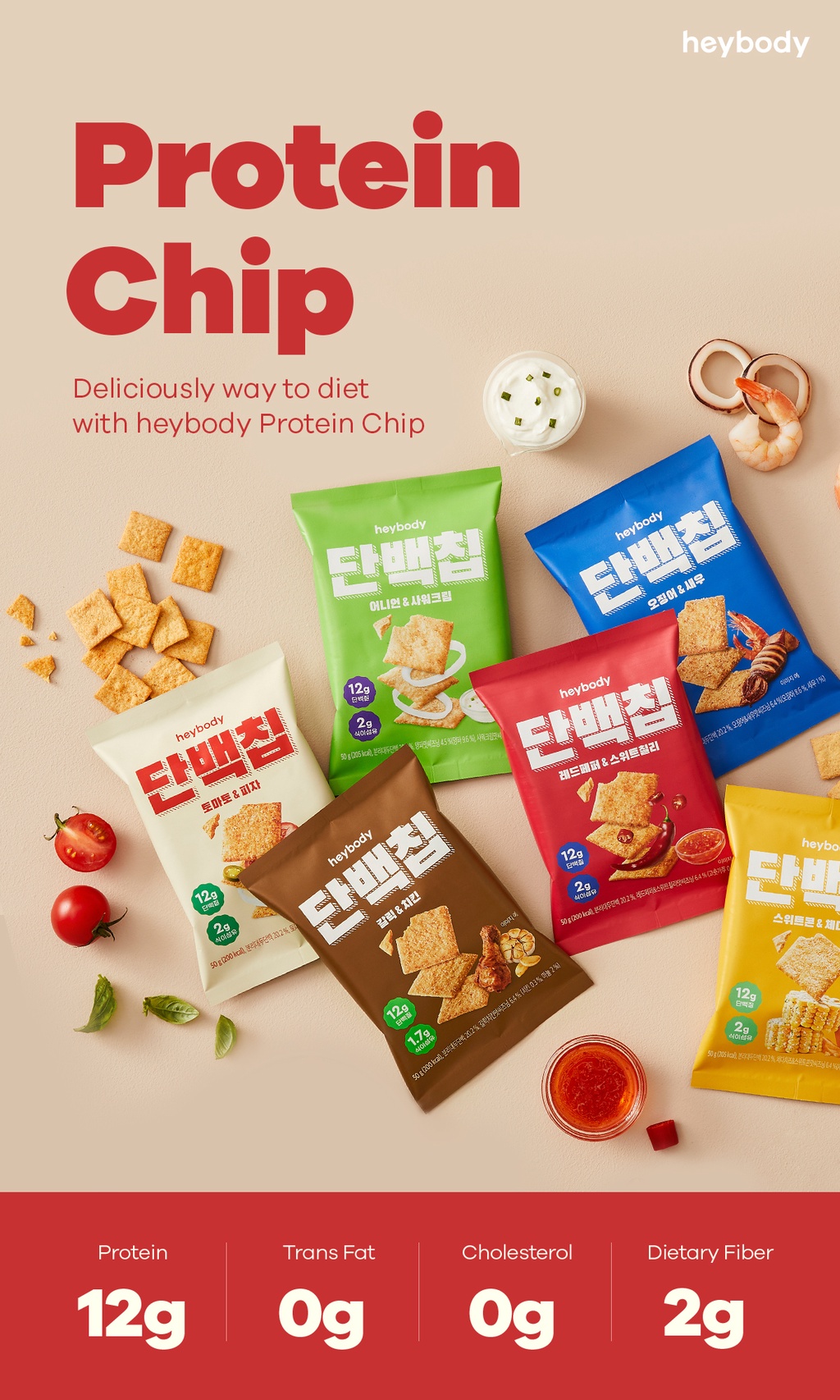 [heybody] Diet Protein Chips(10PCS, 20PCS) | Sweet corn & cheddar cheese, Tomato & pizza, Onion ...
