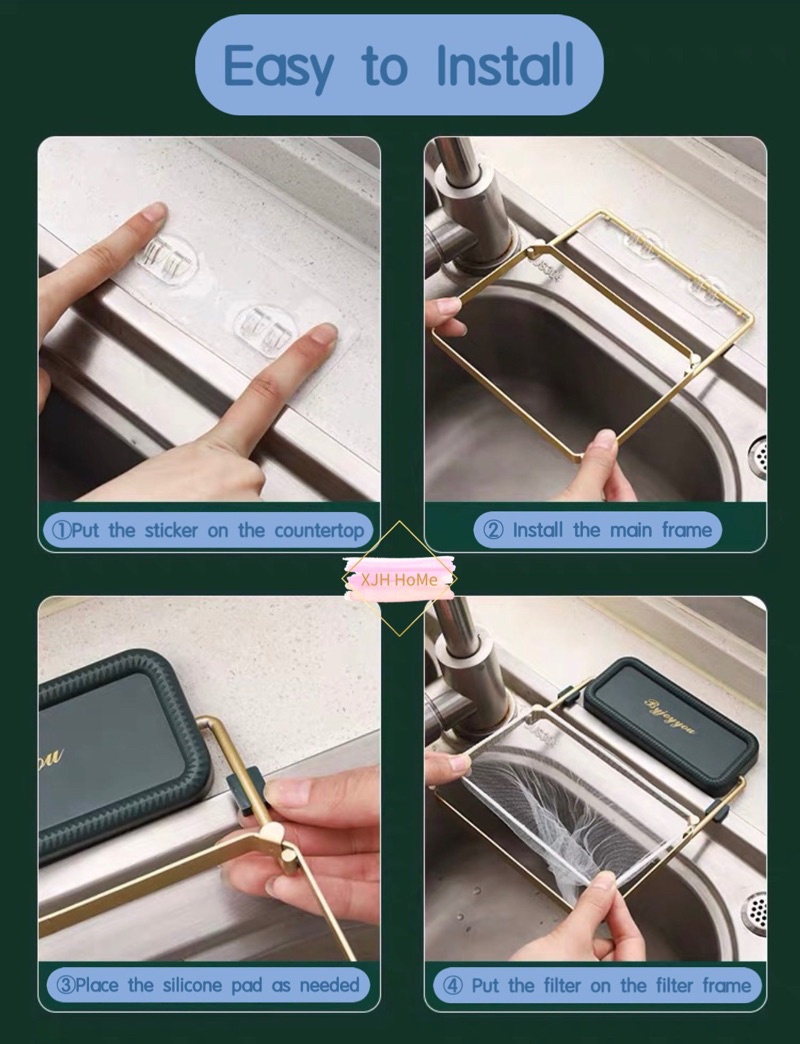 Kitchen Sink Filter Rack Foldable Sink Drain Rack Strainer Mesh Bag ...