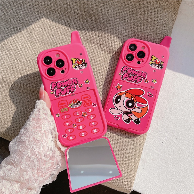Retro Nokia telephone Cute Cartoon The Powerpuff Girls Flip mirror ...