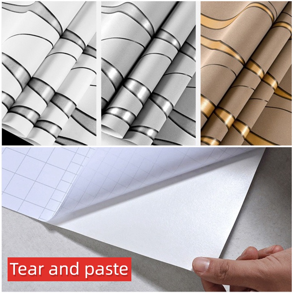 9M Self-Adhesive Wave Wallpaper Light Luxury Modern 3D Stereo TV ...