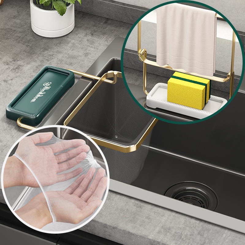 Kitchen Sink Filter Rack Foldable Sink Drain Rack Strainer Mesh Bag ...