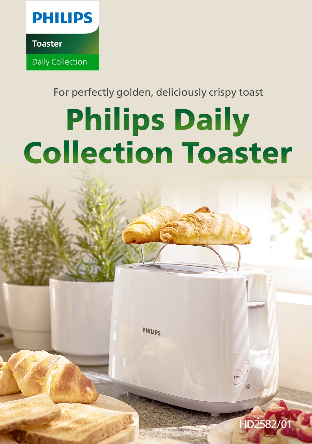 PHILIPS Daily Collection Toaster - HD2582/01 | Shopee Singapore