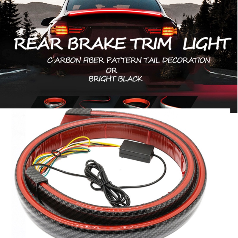 120cm Carbon Fiber Led Spoiler Lights Universal Auto Driving Brake Turn ...