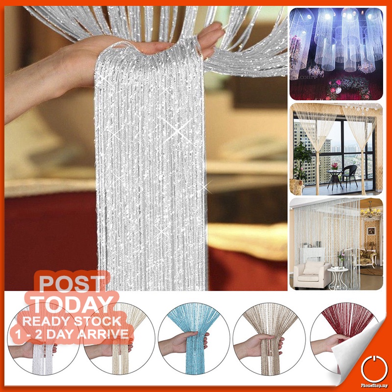 PERFECT BALANCE 200cm x 100cm Window String Curtain Room Privacy Line ...