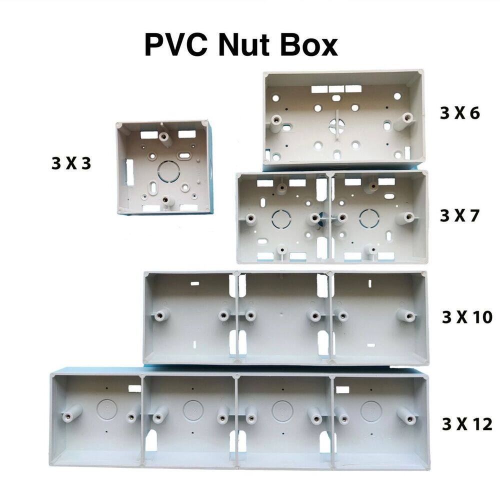 PVC NUT BOX 3X3 / 3X6 / 3X7 / 3X10 / 3X12 SURFACE/CONCEAL SWITCH SOCKET ...