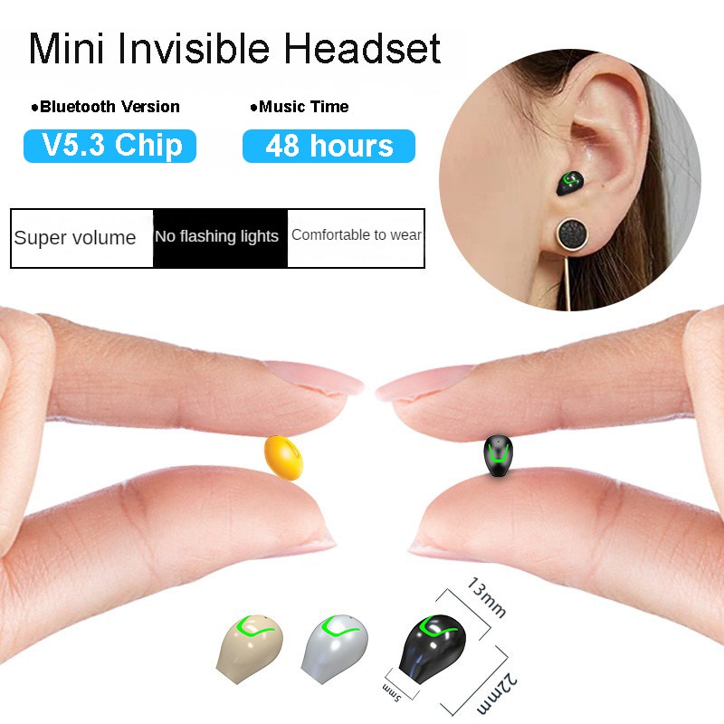 Mini Invisible Wireless Headphones Bluetooth 5.3 In-ear Earphones TWS ...