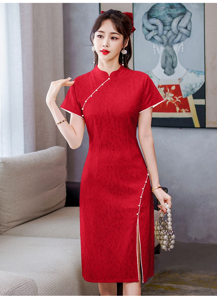 Plus Size 4XL Summer New Modern Lace Qipao Dress Elegant Retro Chinese ...