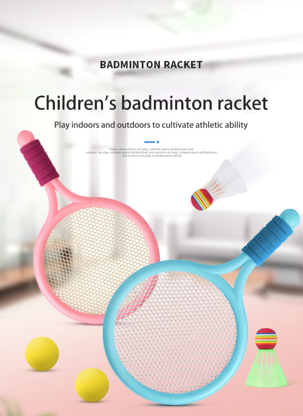 TDLV 1Set Plastic Badminton Toy Lightweight Easy-grasp Tennis Rackets ...
