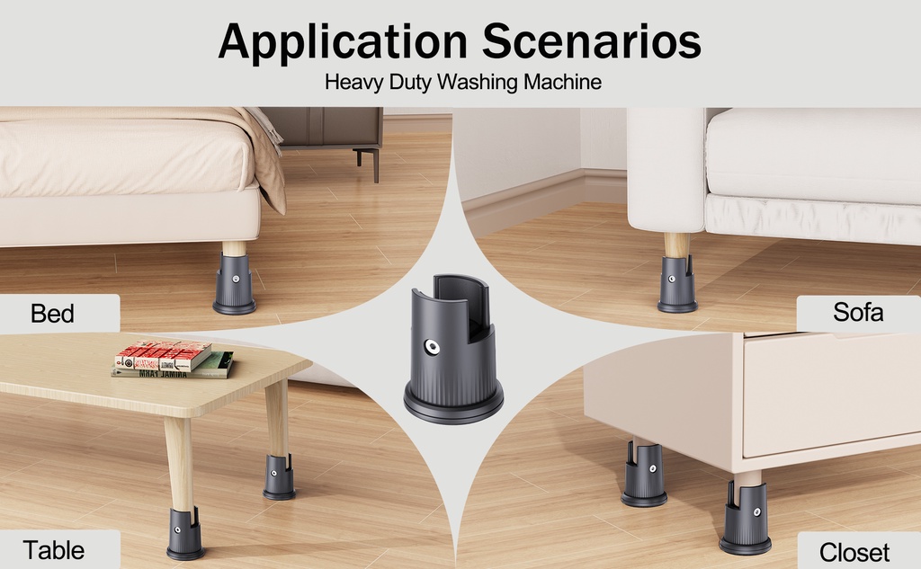 OATSBASF Adjustable Width Bed Risers Furniture Riser Support Foot Pad ...