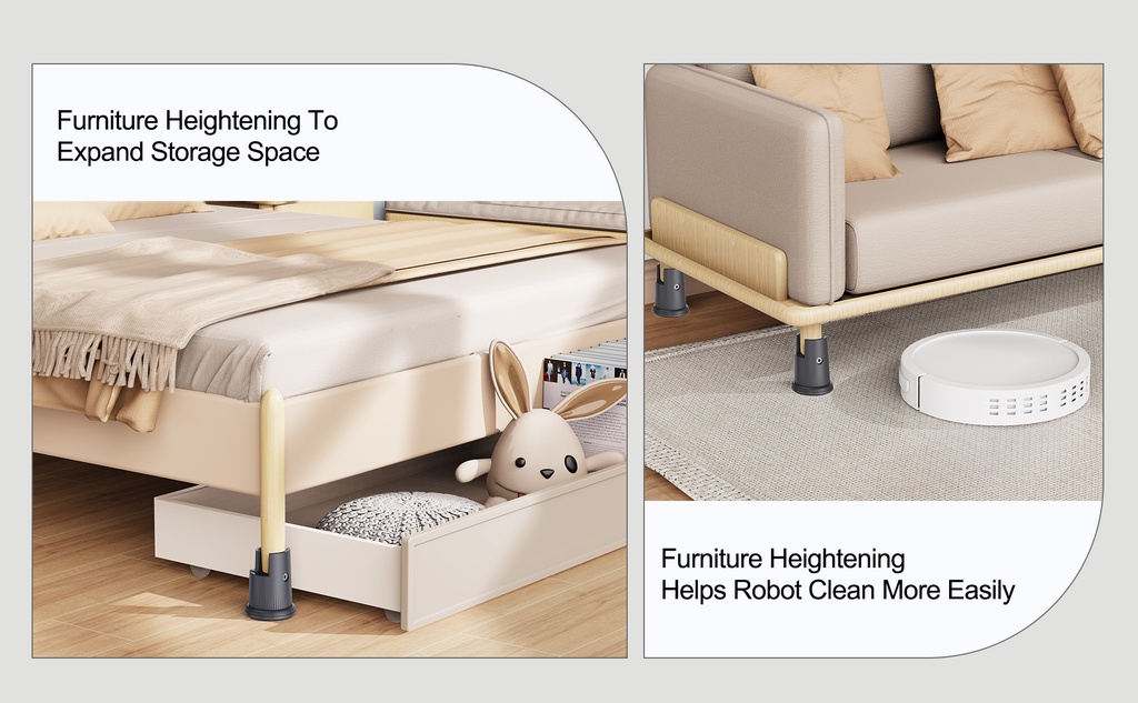 OATSBASF Adjustable Width Bed Risers Furniture Riser Support Foot Pad ...