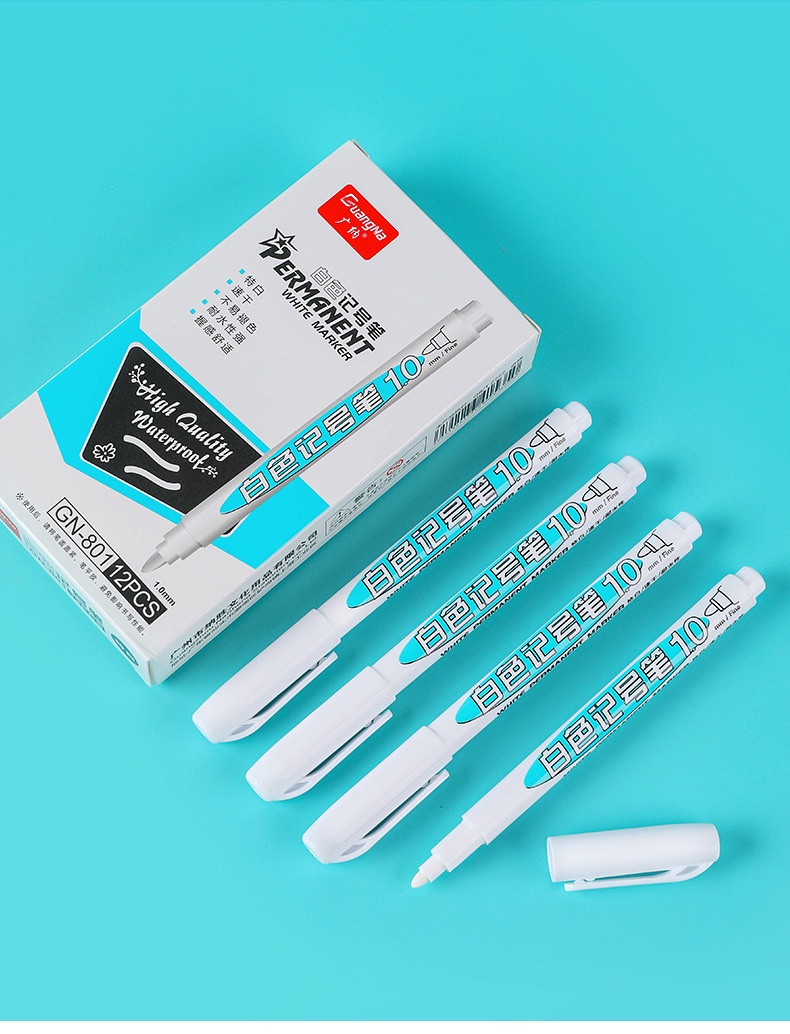 Set of 6 White Paint Pen, 1mm/2mm Acrylic White Permanent Marker White ...
