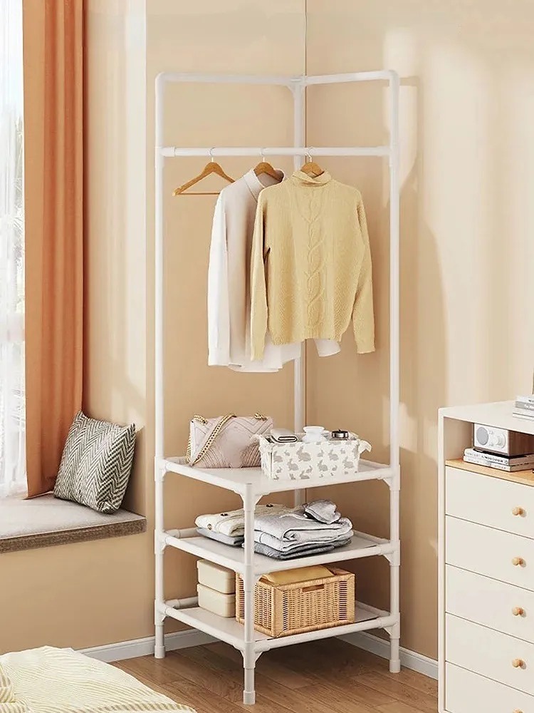 CLUTTER FREE 》Durable Corner Coat Rack Clothes Hanging Storage Racks ...