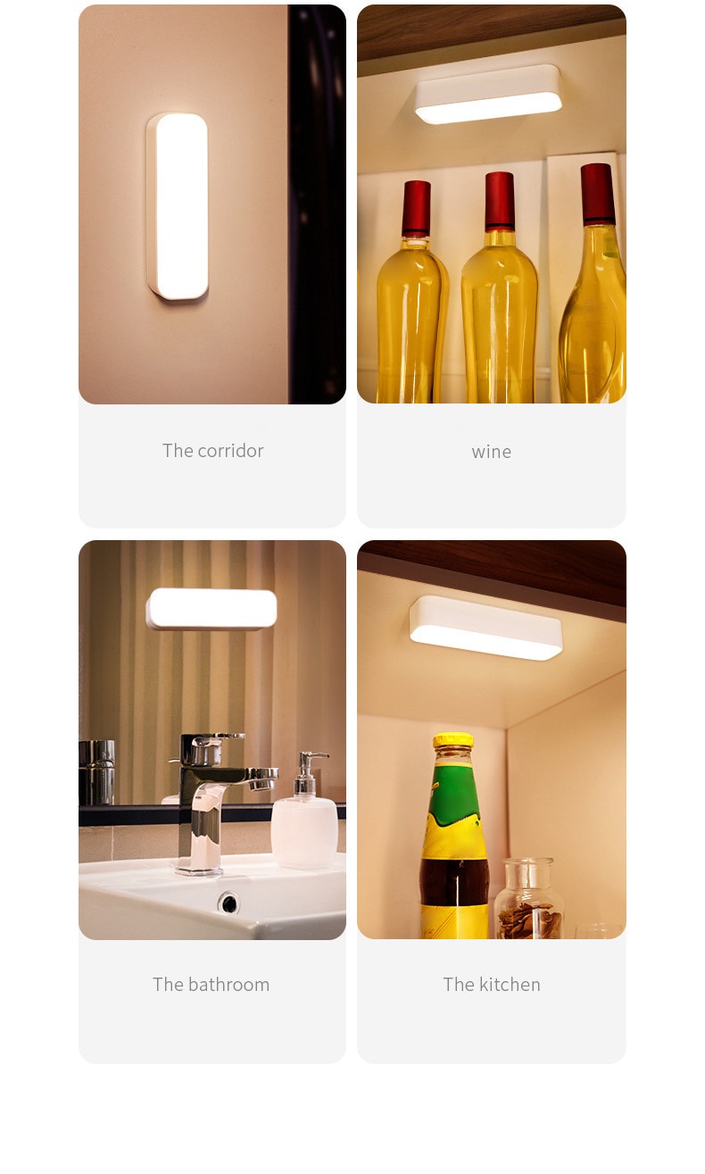 LED Smart Sensor Night Light Magnetic Adsorption USB Rechargeable ...