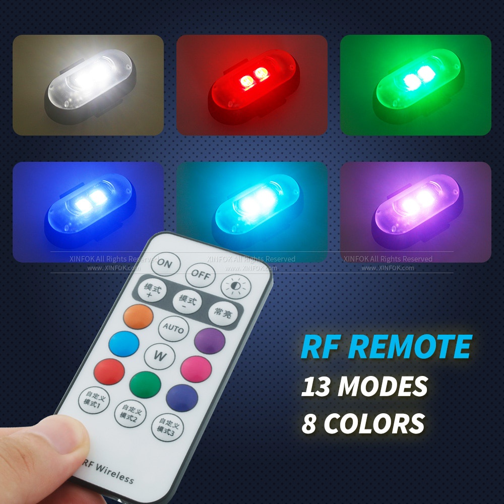 Magnetic Remote RGB Led Aircraft Strobe lights Motorcycle Lights LED Flash Position Wireless ...