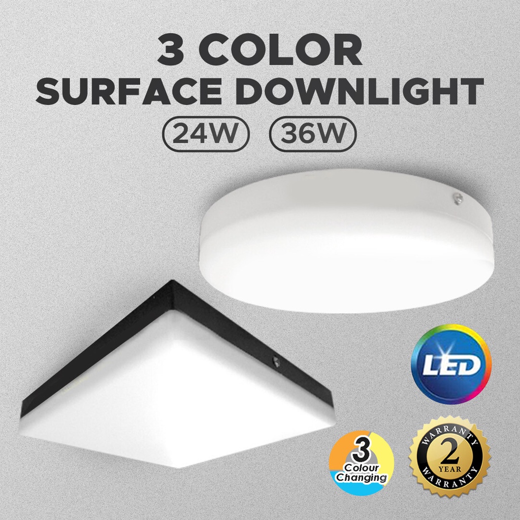 24W/36W 3 COLOR BLACK/WHITE ROUND/SQUARE LED SURFACE PANEL LIGHT HIGH ...