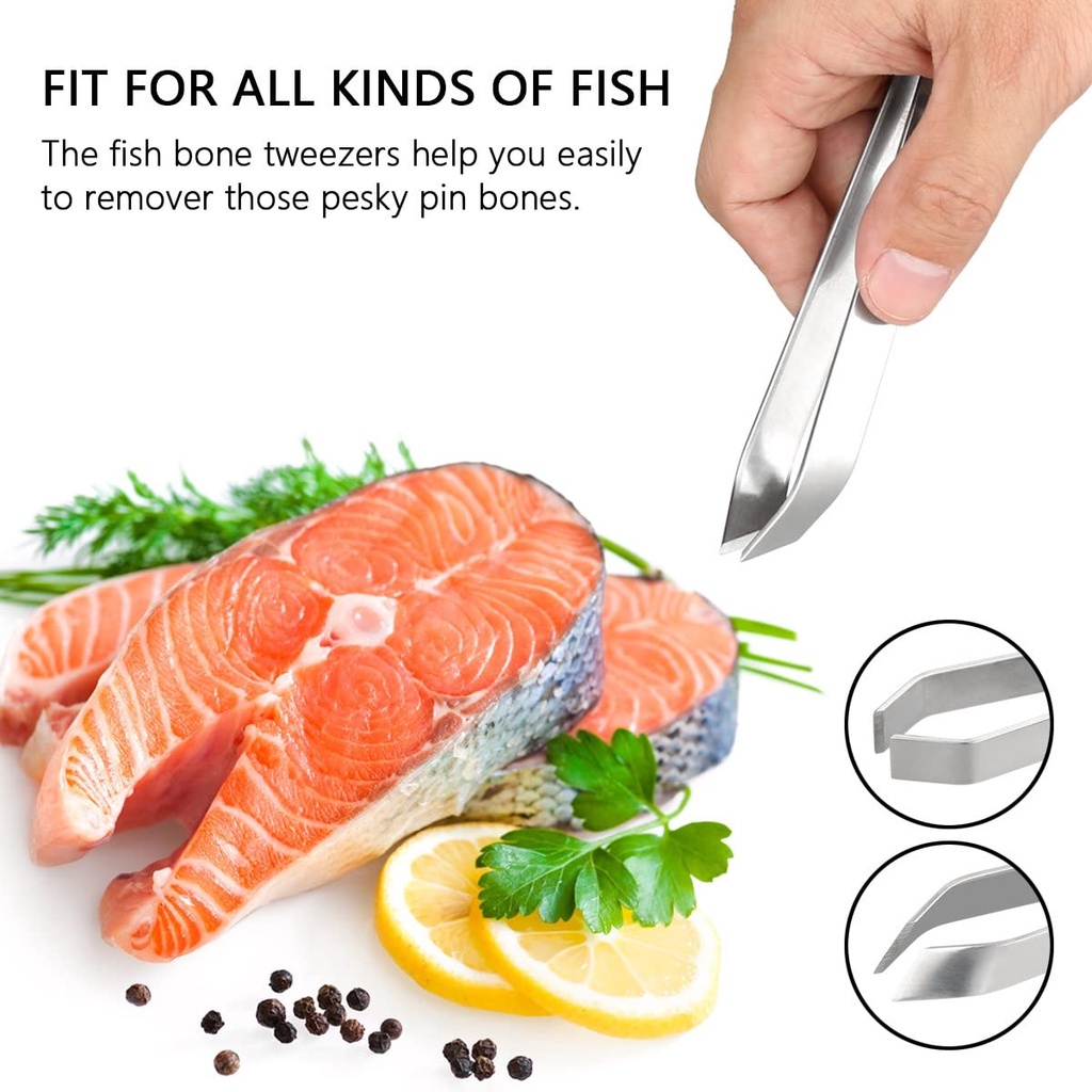 Stainless Steel Fish Bone Tweezers Flat Slant Tongs Pliers Hair Pliers ...