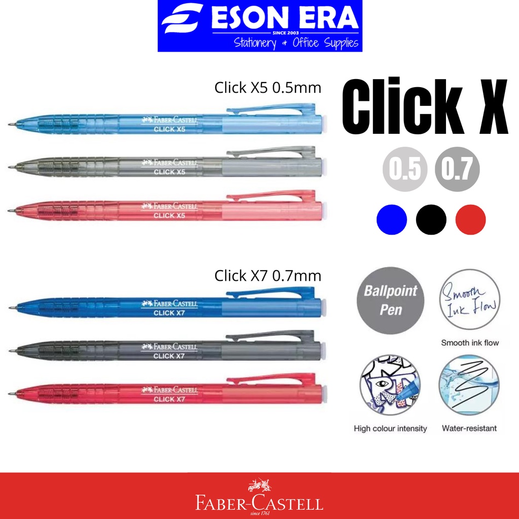 Faber-Castell Click X 0.5mm/0.7mm Ball Pen Retractable Click X5 / Click X7 | Shopee Singapore