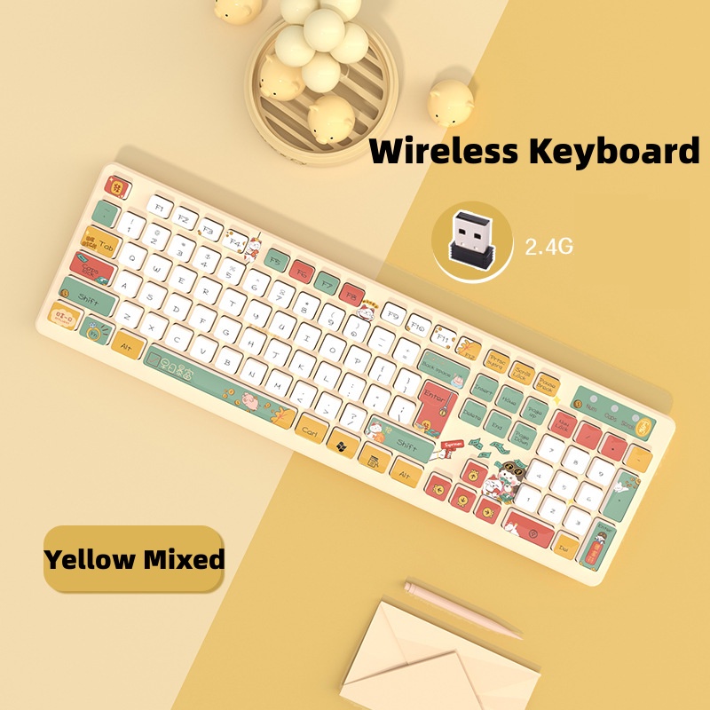 Cute Wireless Keyboard Cartoon Little Rich Woman Series Chocolate ...