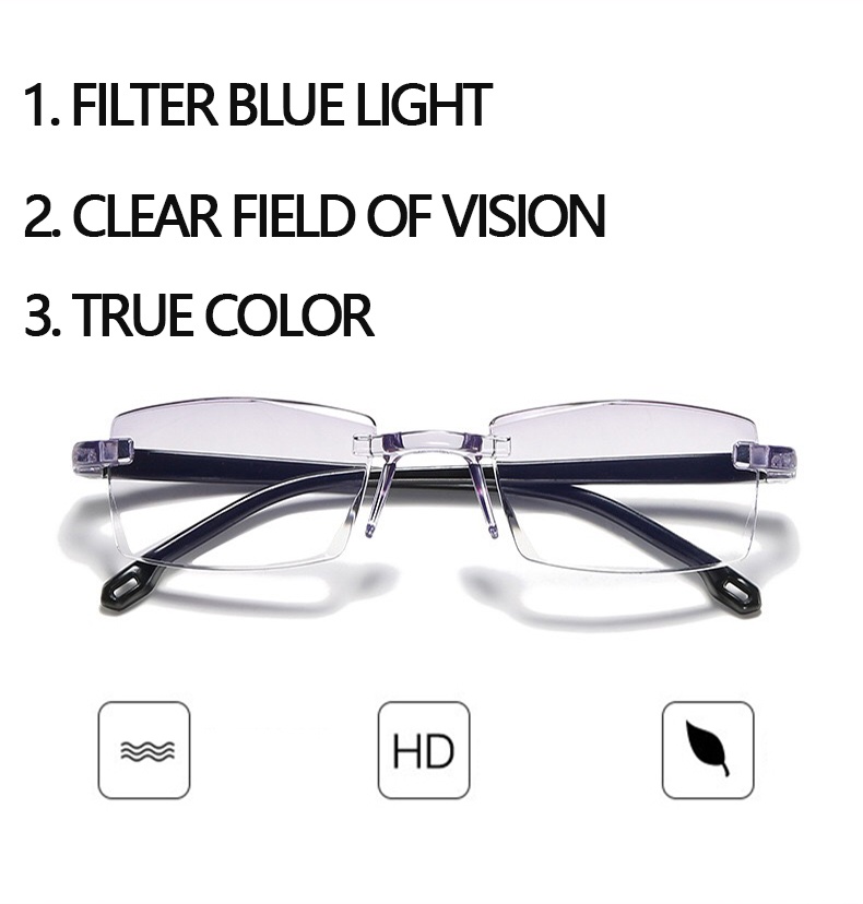 *Ready Stock*Borderless Reading Glasses Men Anti Blue Rays Presbyopia ...