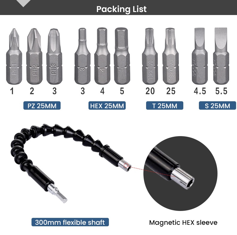 Bosch Flexible Extension Shaft with Bit Set 11pcs Screwdriver ...