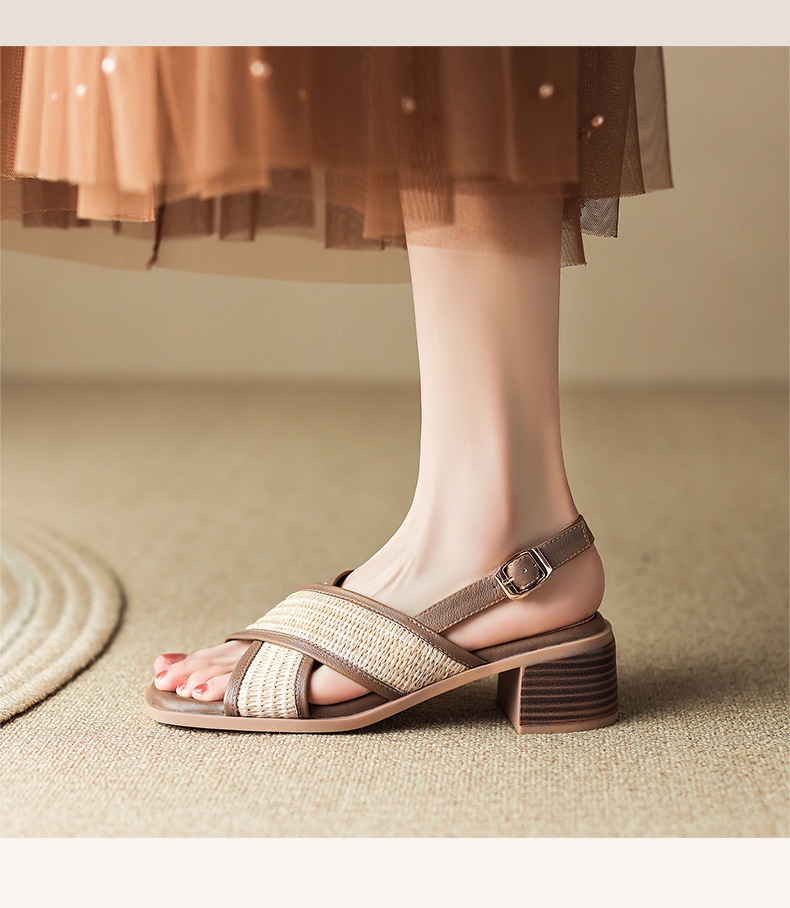 Drooping Feeling ~ Chunky Heel Sandals Women's Summer 2024 Color ...