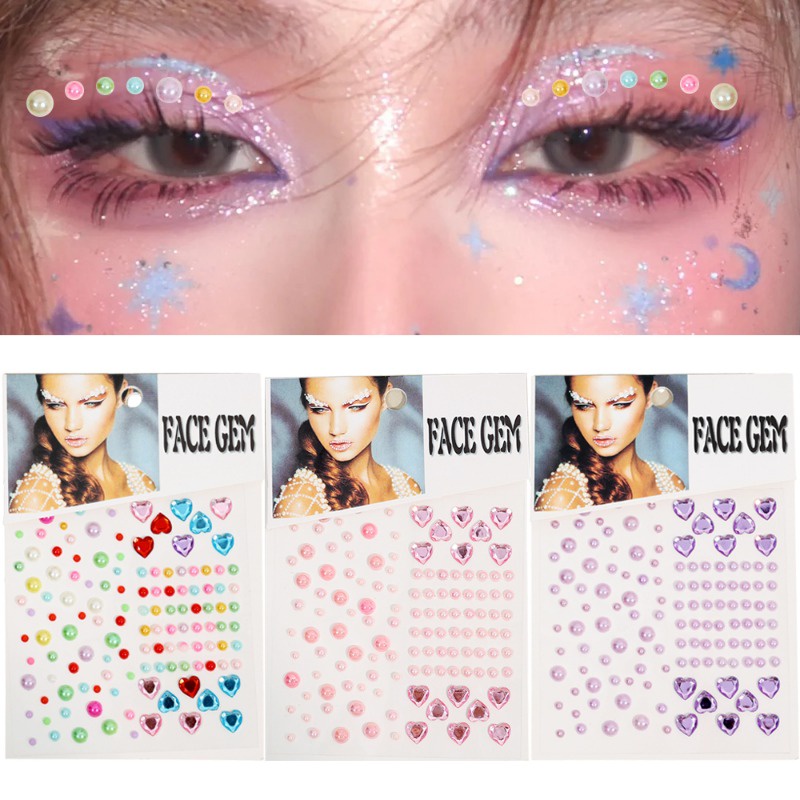 Festival Party Makeup Accessories / Disposable Pearl Diamond Face ...