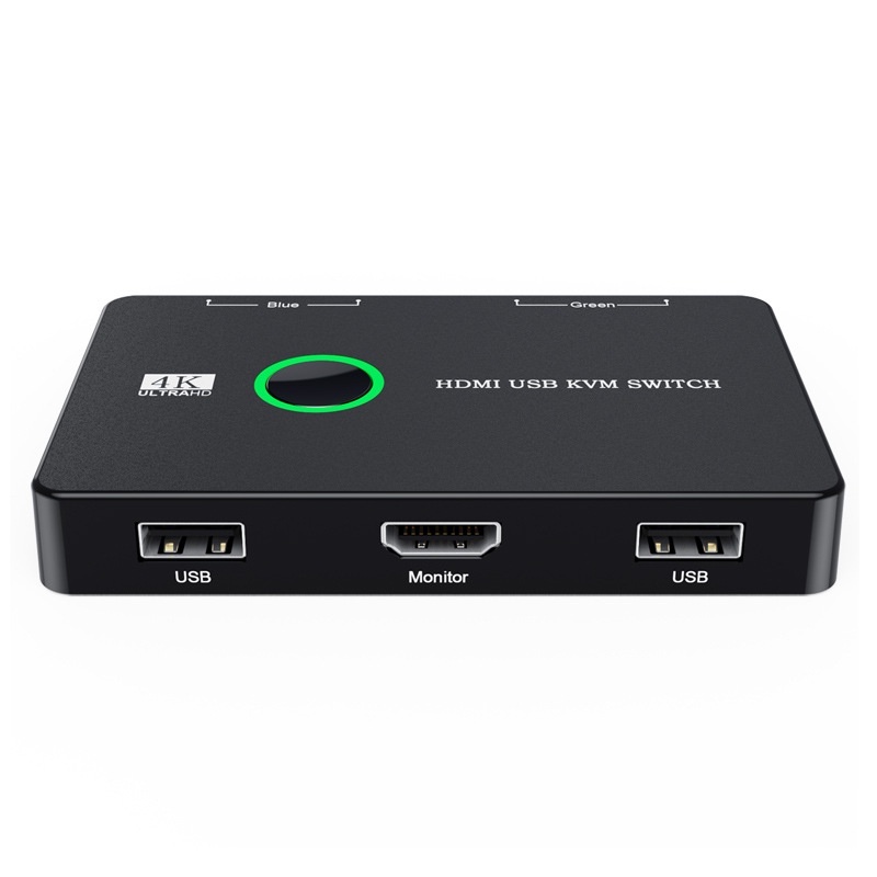 KVM Switcher HDMI 2 Port Box USB and HDMI Switch for 2 Computers Share ...