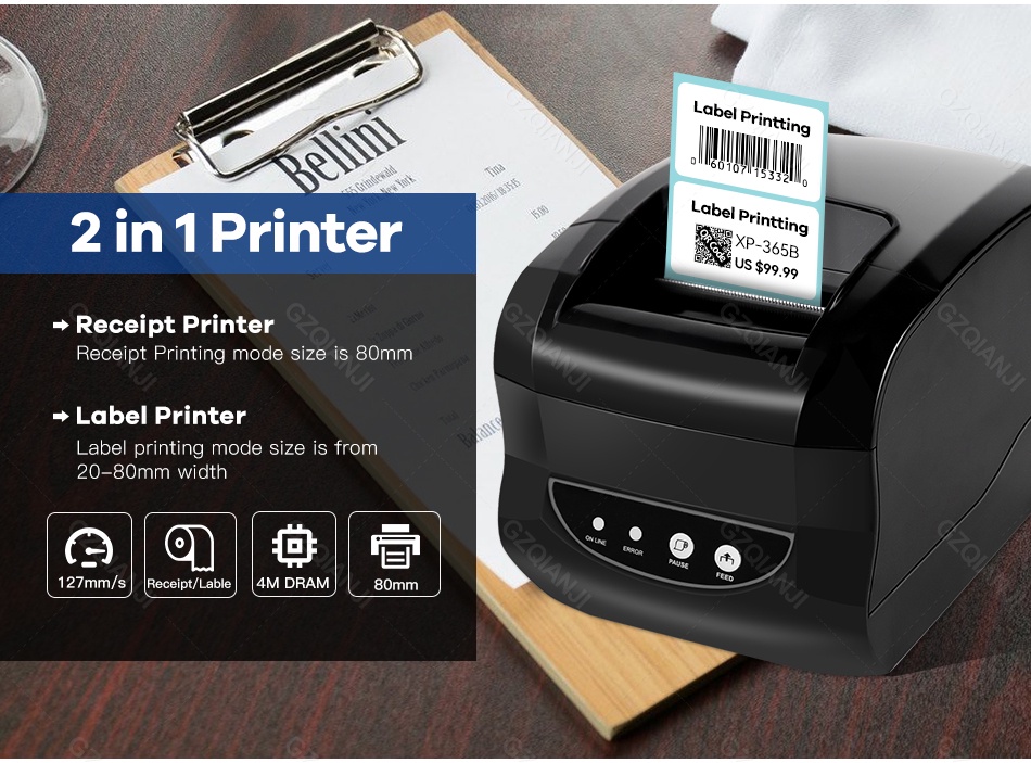 Xprinter XP-365B 3 inch Thermal Label USB Bluetooth Printer Barcode ...