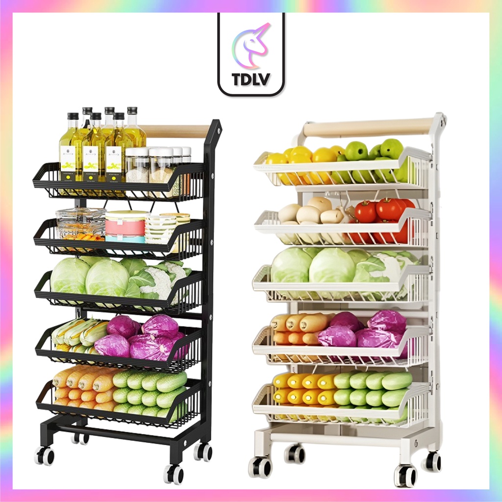 TDLV 5 Tier Kitchen Trolley Rack Narrow Storage Racks Spice Rack ...