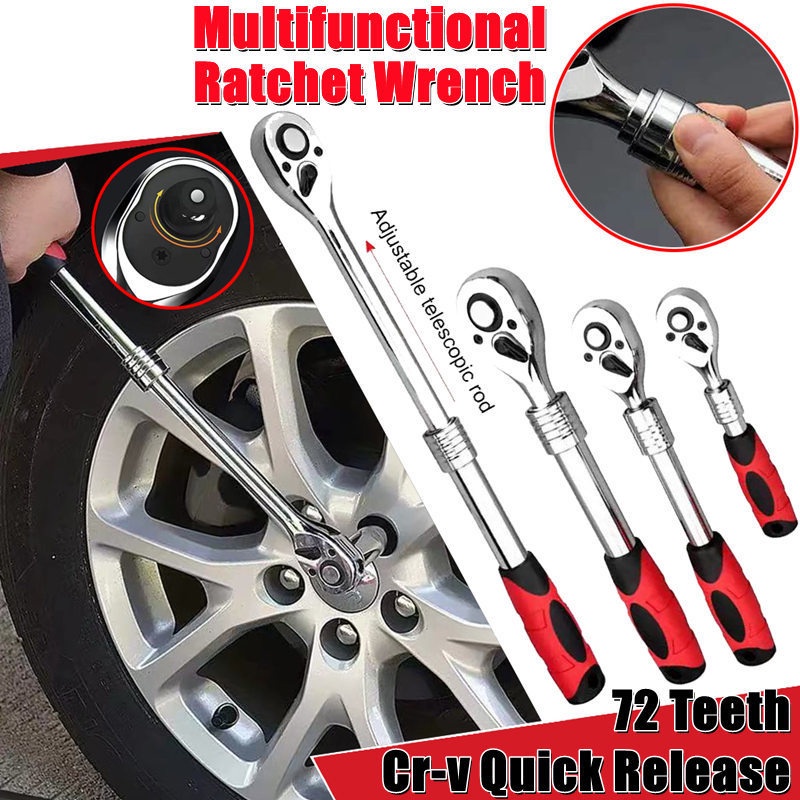 🔥Free shipping🔥 CR-V Telescopic Flex Head Socket Ratchet Wrench 1/4" 3/ ...