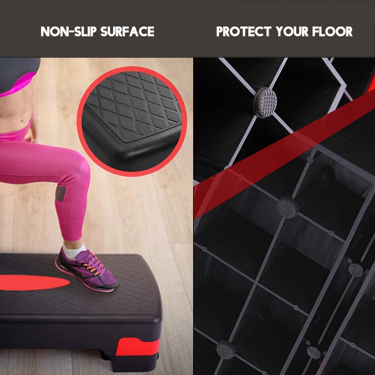 3H Adjustable Non-Slip Aerobic Step Up Board Stepper Fitness Workout ...