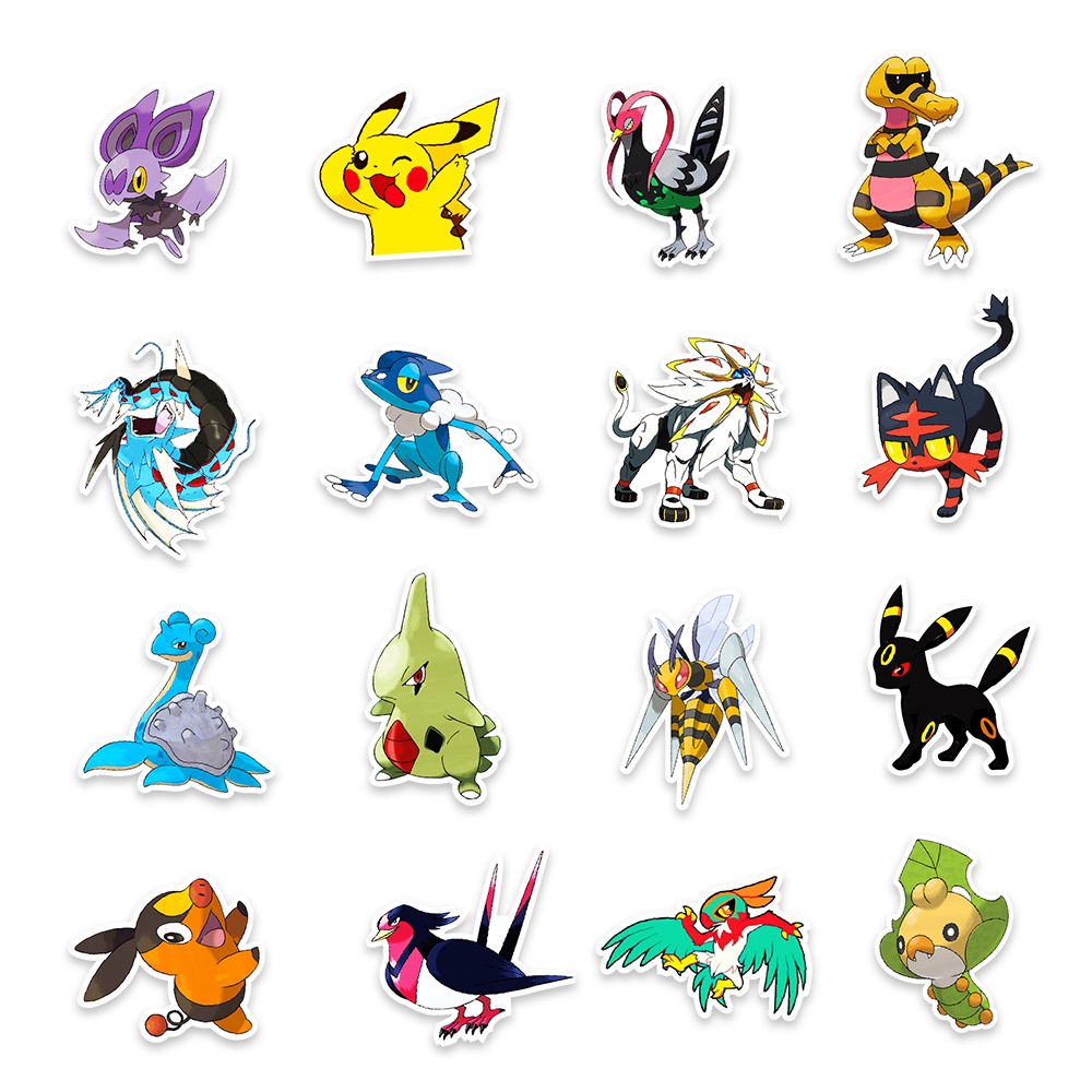 MUYA 100pcs Pokemon Janpanese Anime Stickers Waterproof Vinyl Stickers ...