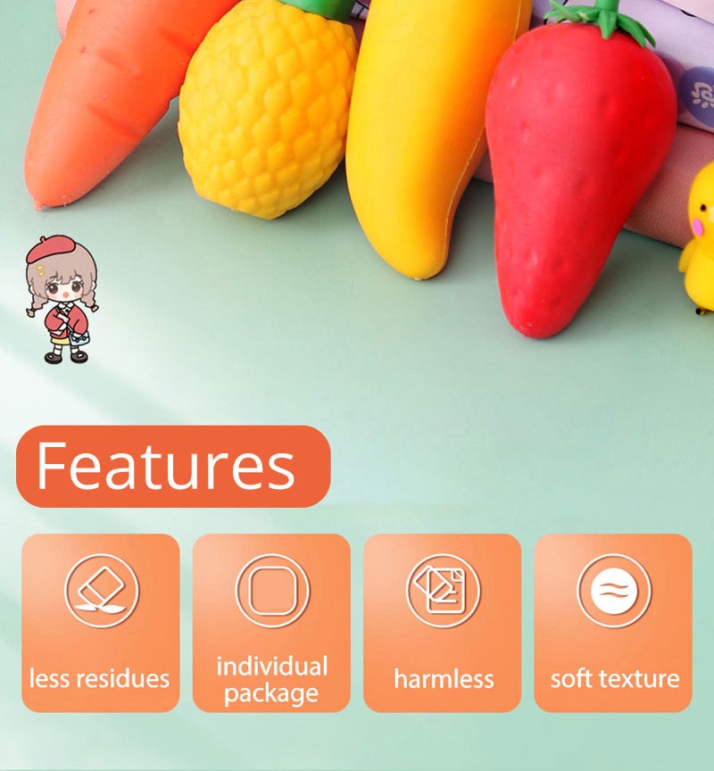 [Wholesale Price]Big Size Creative Fruit Eraser / Cartoon Cute Carrot ...