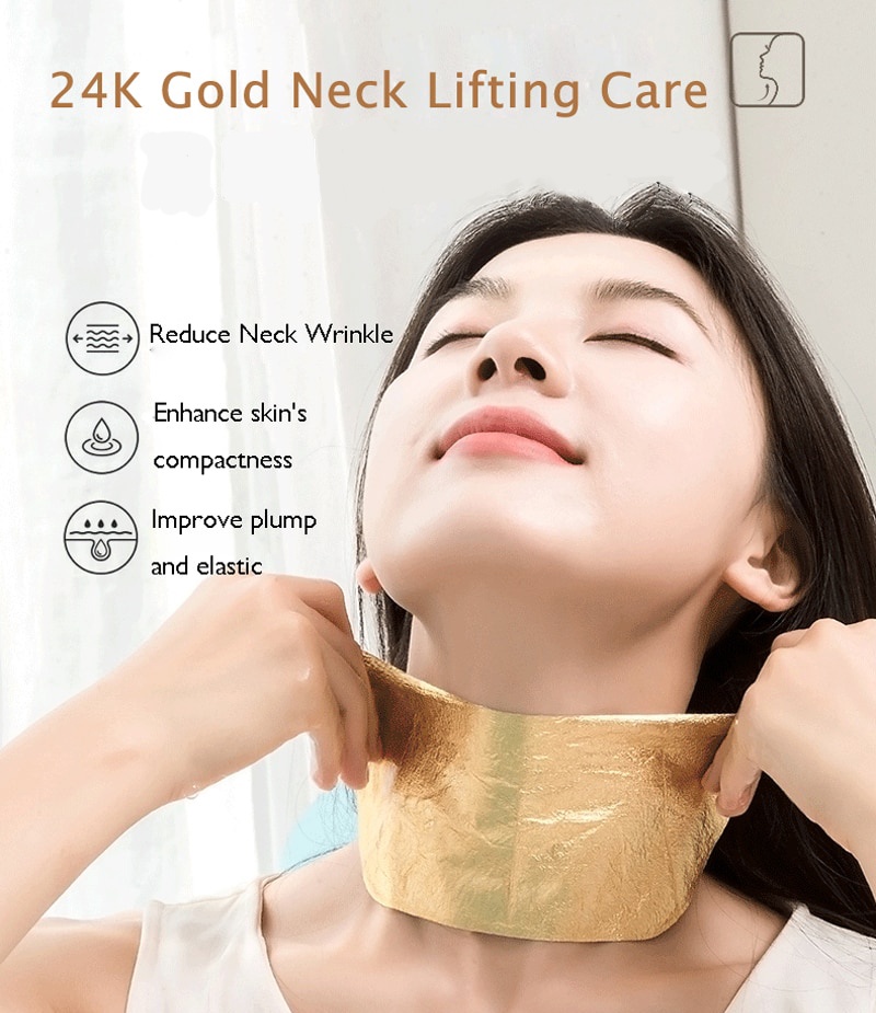24K Gold Foil Neck Mask for Wrinkles Firming Neck Lift Anti Aging ...