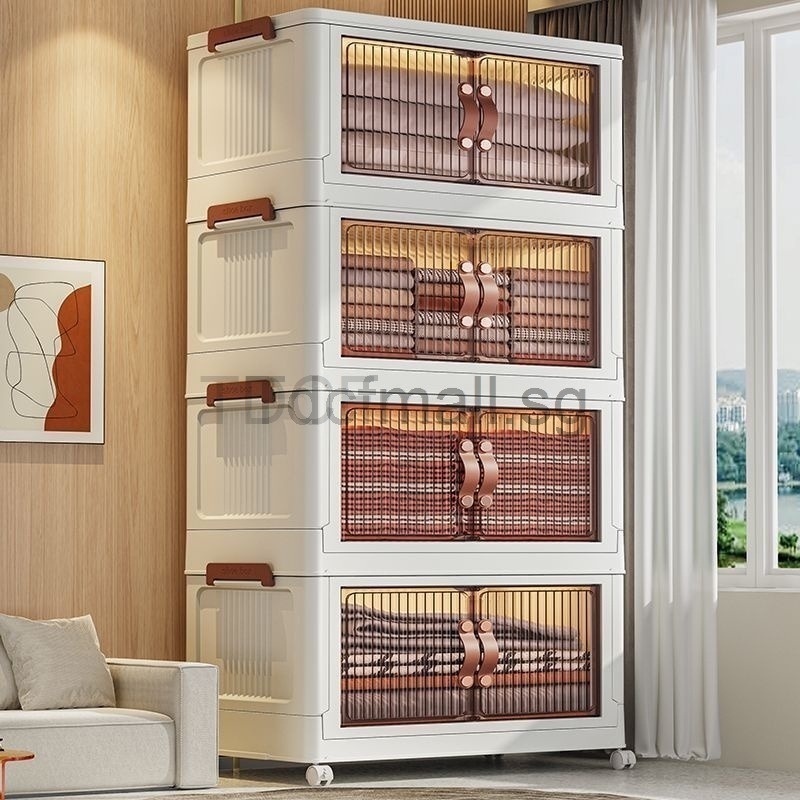 Stackable Foldable Storage Box Container Cabinet 5-Layer Folding ...