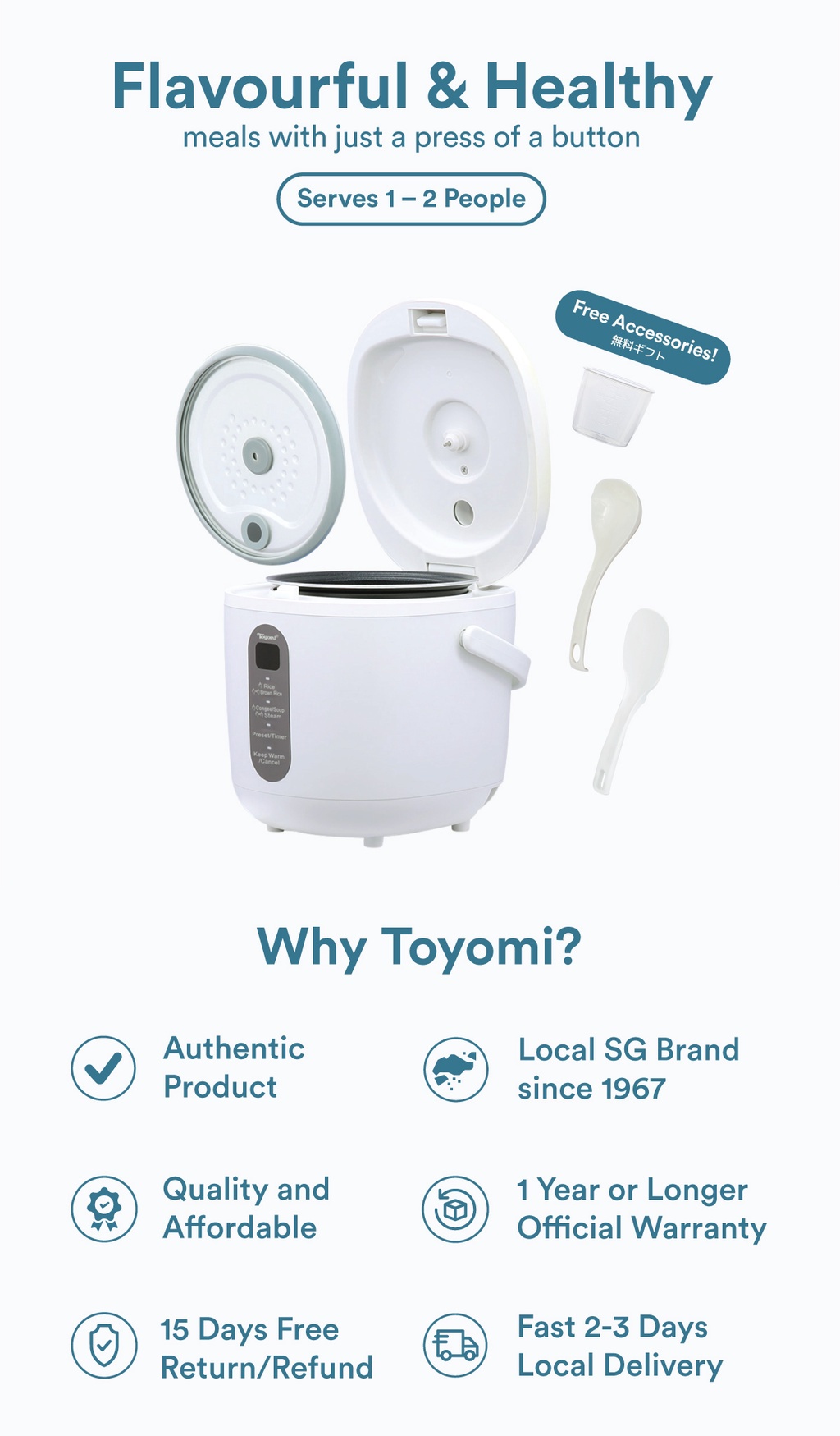 TOYOMI 0.3L Micro-com Mini Rice Cooker RC 919 | Shopee Singapore