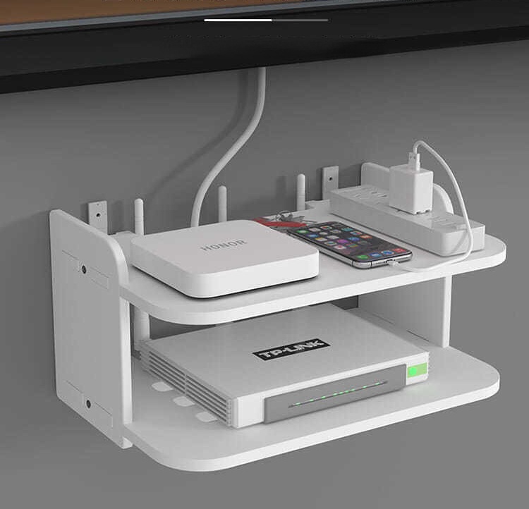 Wooden Wall Mounted Wifi Router Shelf Wall Set Top Box Rack Wall Living ...