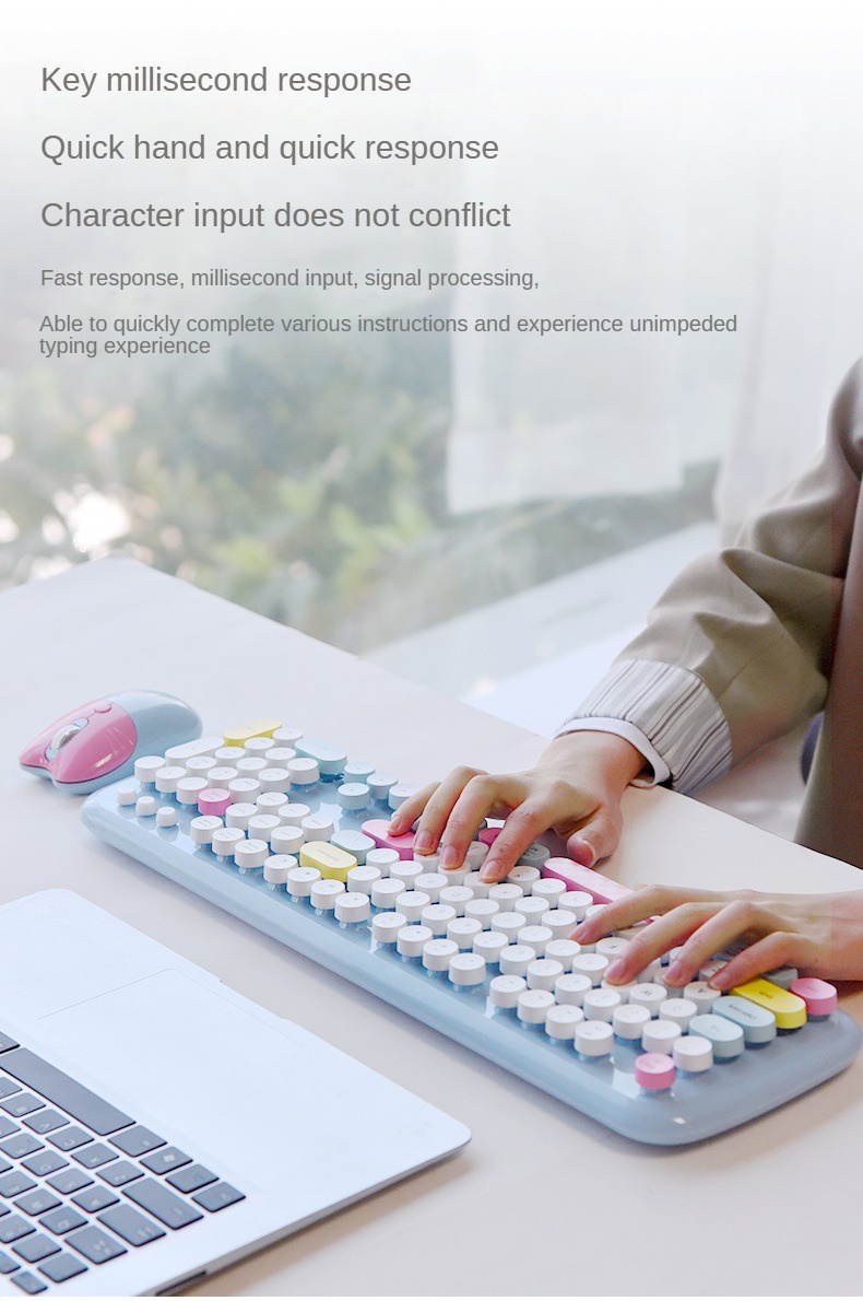 Mofii Skyscraper Cartoon Cute Wireless Keyboard Mouse Set Girls Office ...
